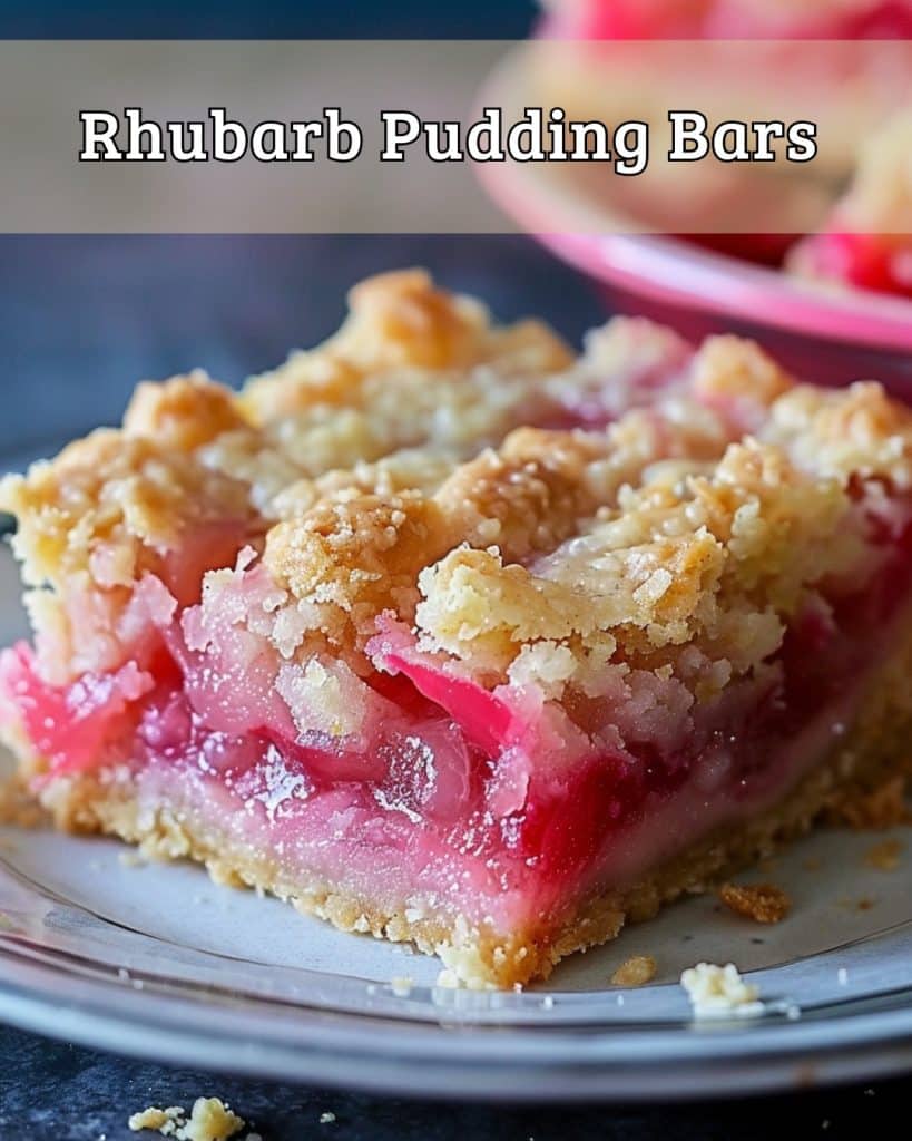 Rhubarb Pudding Bars - Recipes Smile
