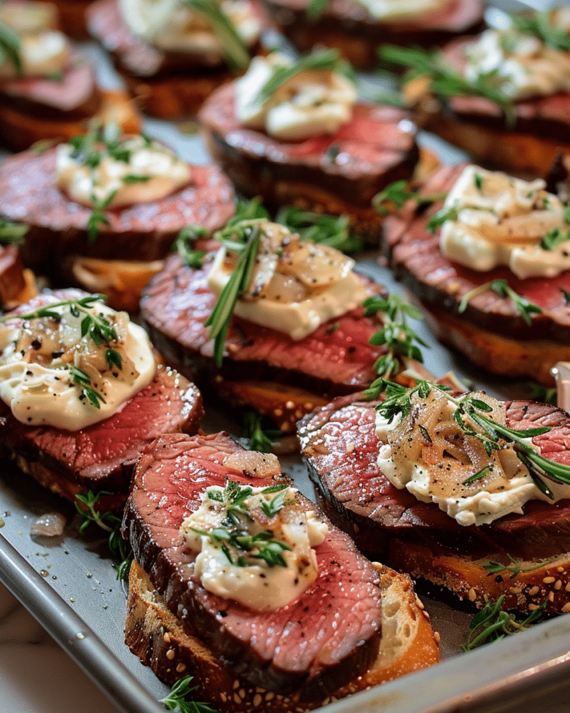 Seared Beef Tenderloin Crostini Appetizer - Recipes Smile
