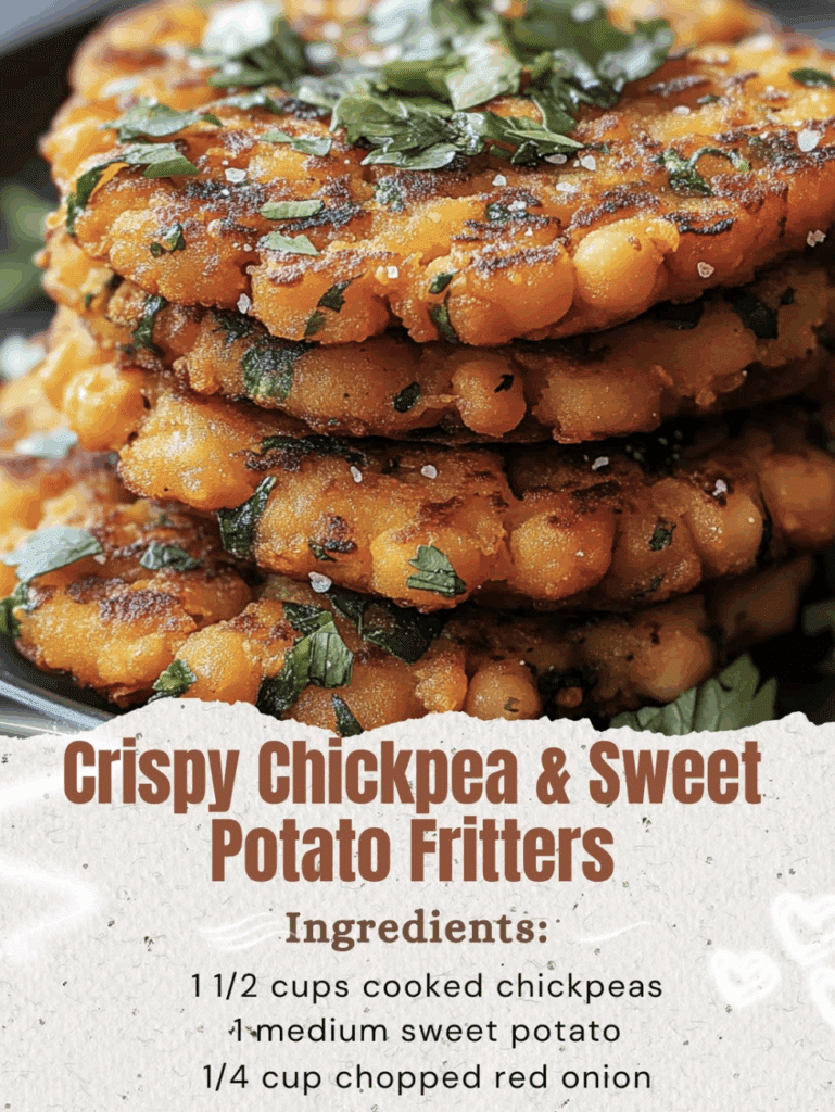 Crispy Chickpea & Sweet Potato Fritters - Recipes Smile